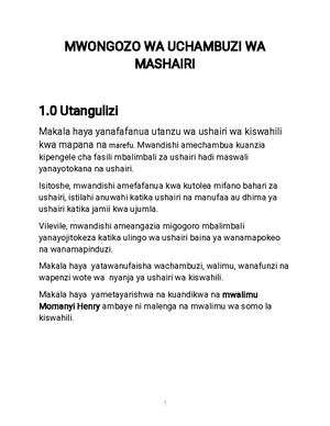Jijize Kiswahili fasihi Revision - YALIYOMO FASIHI Tanzu za Fasihi ...