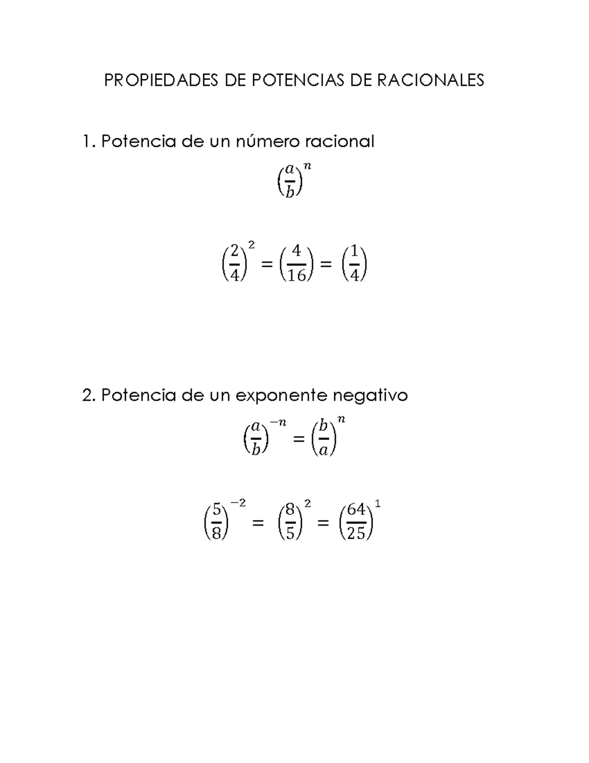 Propiedades DE Potencias DE Racionales - PROPIEDADES DE POTENCIAS DE ...