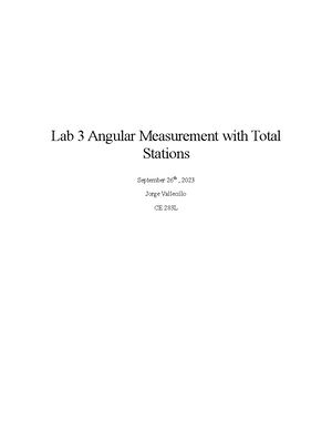 Lab Report 2 Different Leveling - Jorge Vallecillo Date September 19 ...