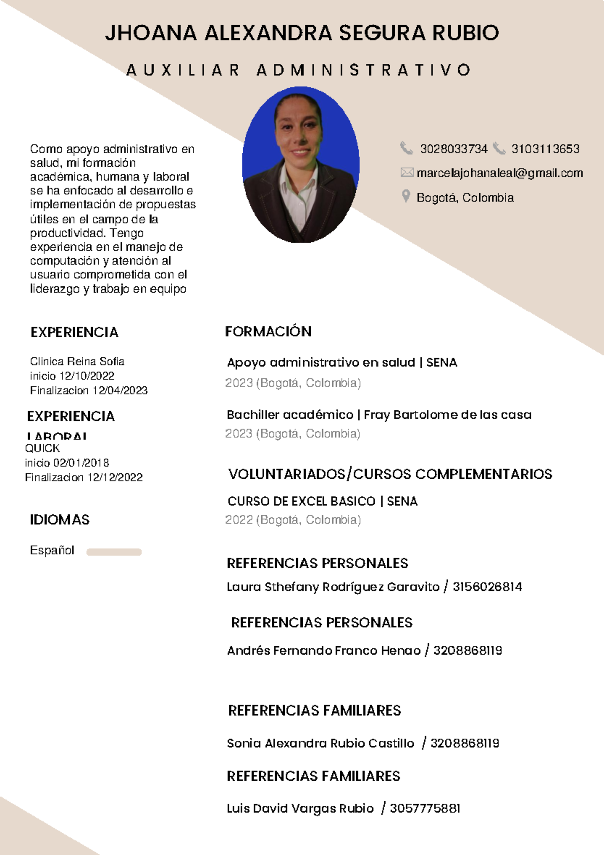 Hoja de vida Jhoana - aasdasdasd - ACCT 5440B - Cal State LA - Studocu