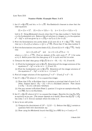 Number Fields 2015-2016 Example Sheet 2 - Lent Term 2016 Number Fields ...