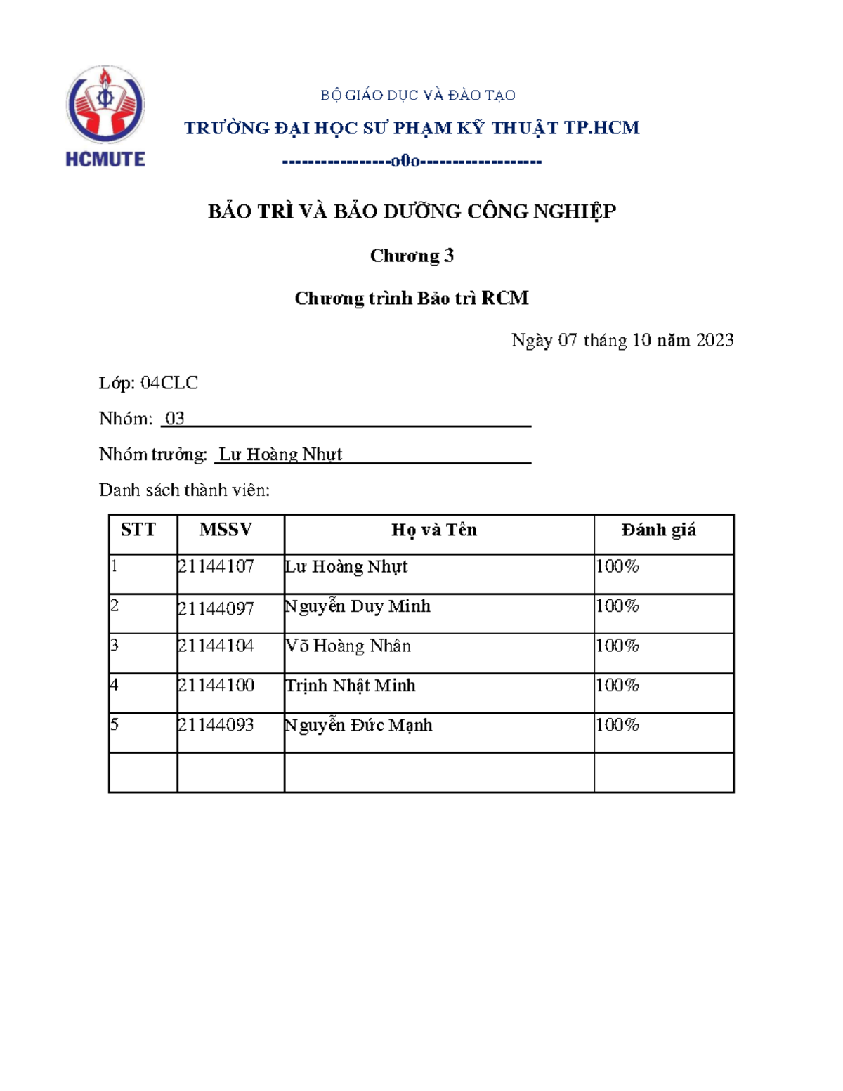 MI04 CH3 N03 - bảo trì - BỘ GIÁO DỤC VÀ ĐÀO TẠO TRƯỜNG ĐẠI HỌC SƯ PHẠM ...