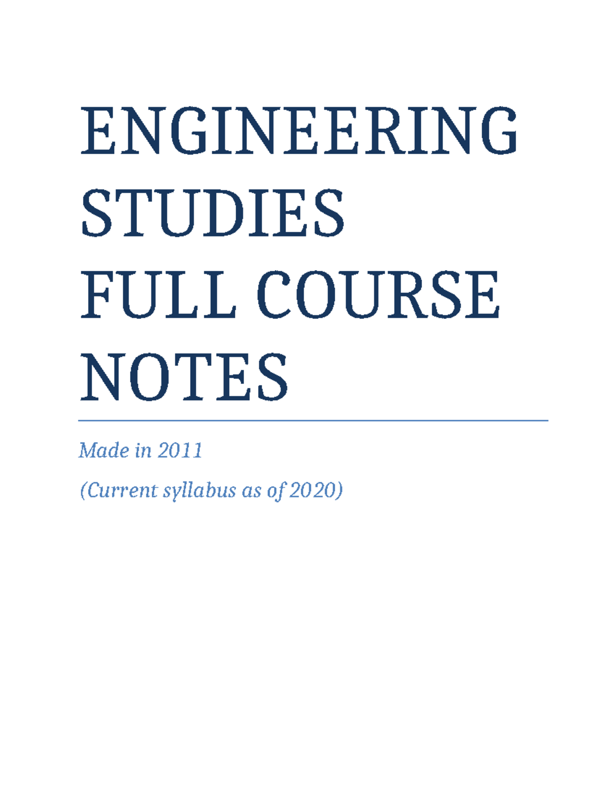 Engineering Studies Full Course Notes - ENGINEERING STUDIES FULL COURSE ...