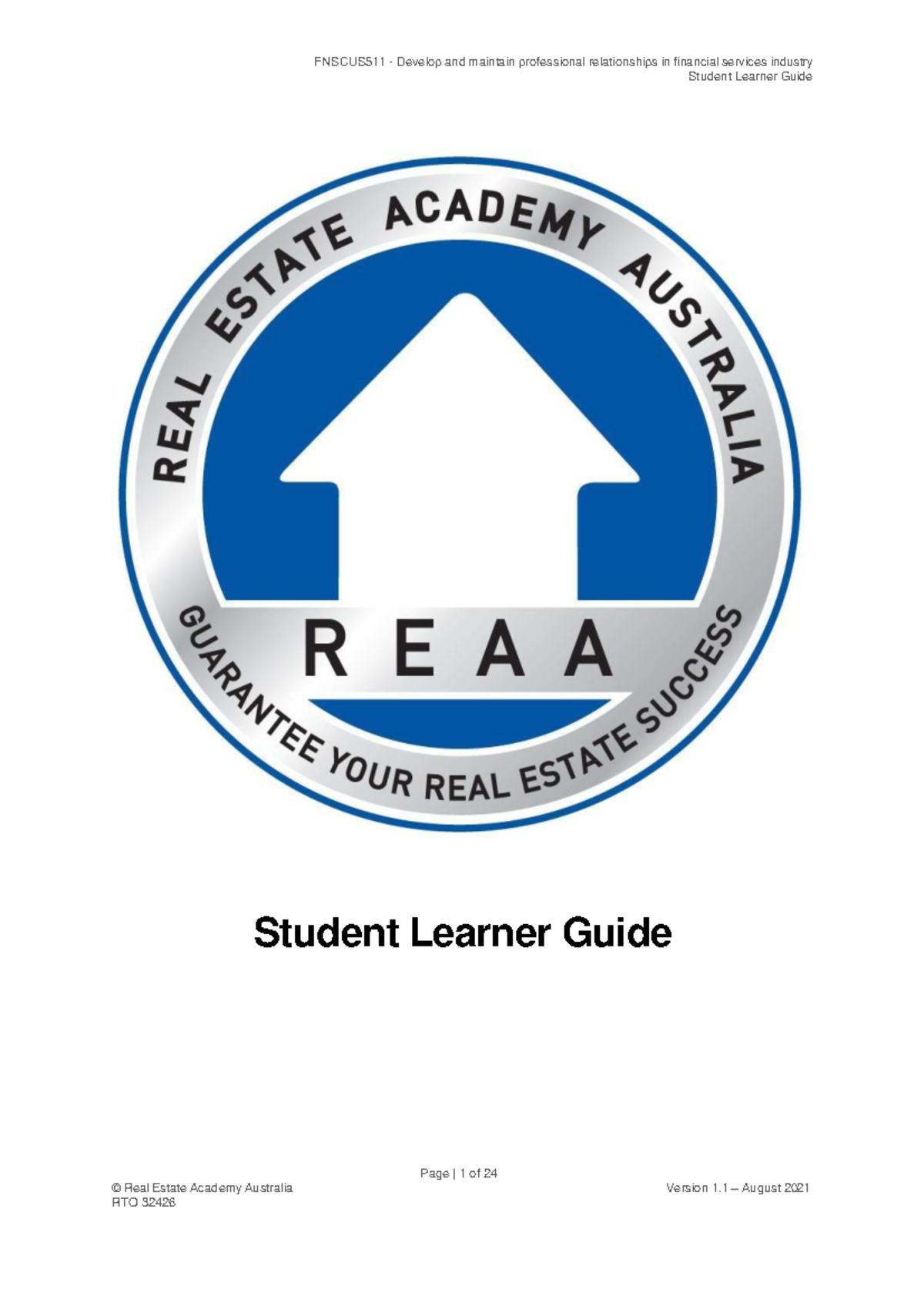 FNSCUS511 - Student Learner Guide v1.1. - Student Learner Guide Page ...