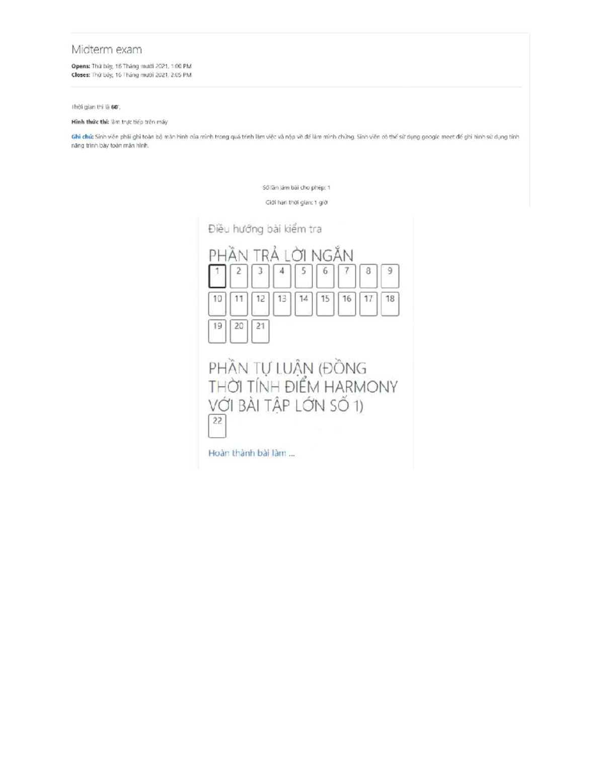 [HK211] DSA GK HK211 161021 - Midterm exam Opens: Thu bay, 16 Thang mudi 2021, 1:00 PM Closes ...