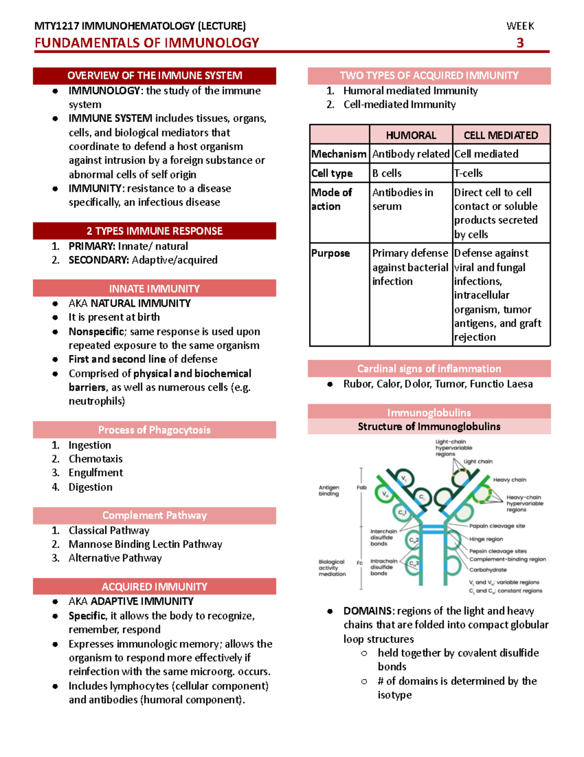 BB Notes - MTY1217 IMMUNOHEMATOLOGY (LECTURE) WEEK FUNDAMENTALS OF ...