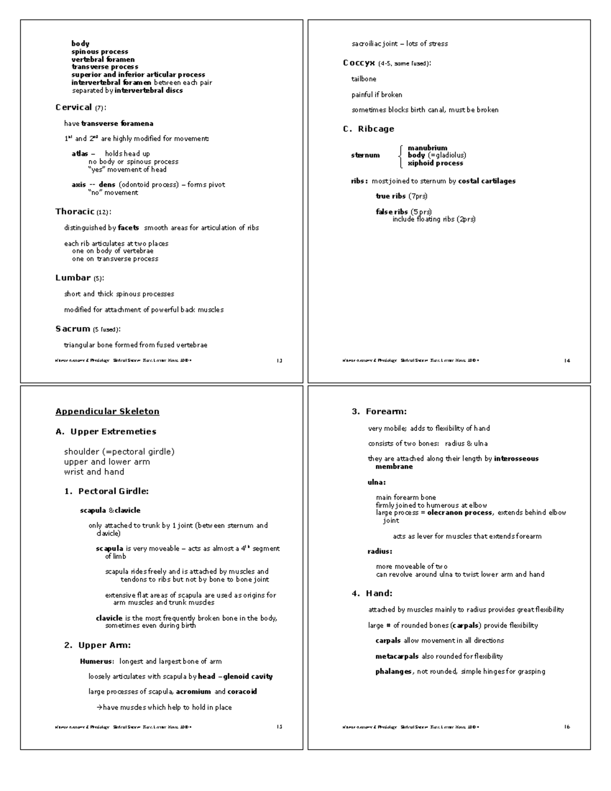 C.Skeletal System - Human Anatomy & Physiology: Skeletal System; Ziser ...
