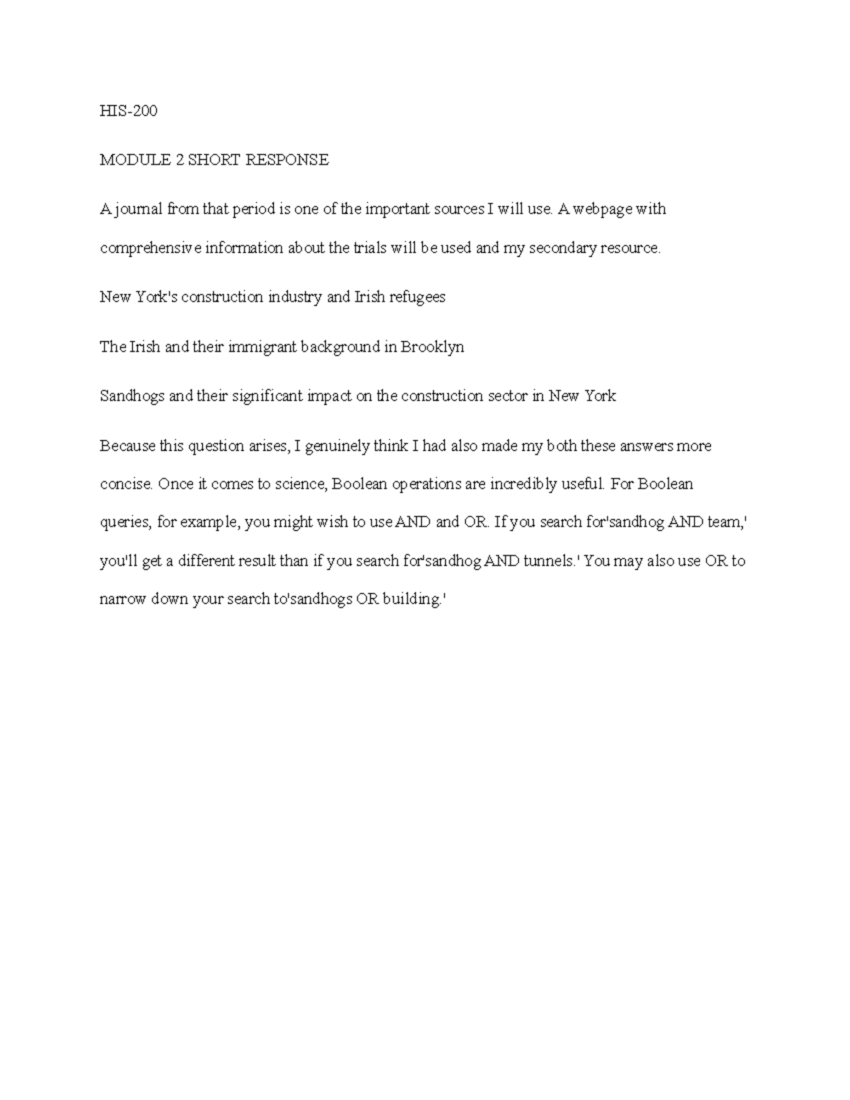 HIS-200 SR - short responses for textbook - HIS- MODULE 2 SHORT ...