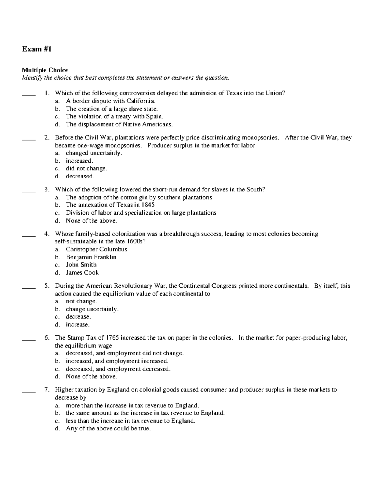 Question Set #1 – PDF - Practice - Exam Multiple Choice Identify the ...