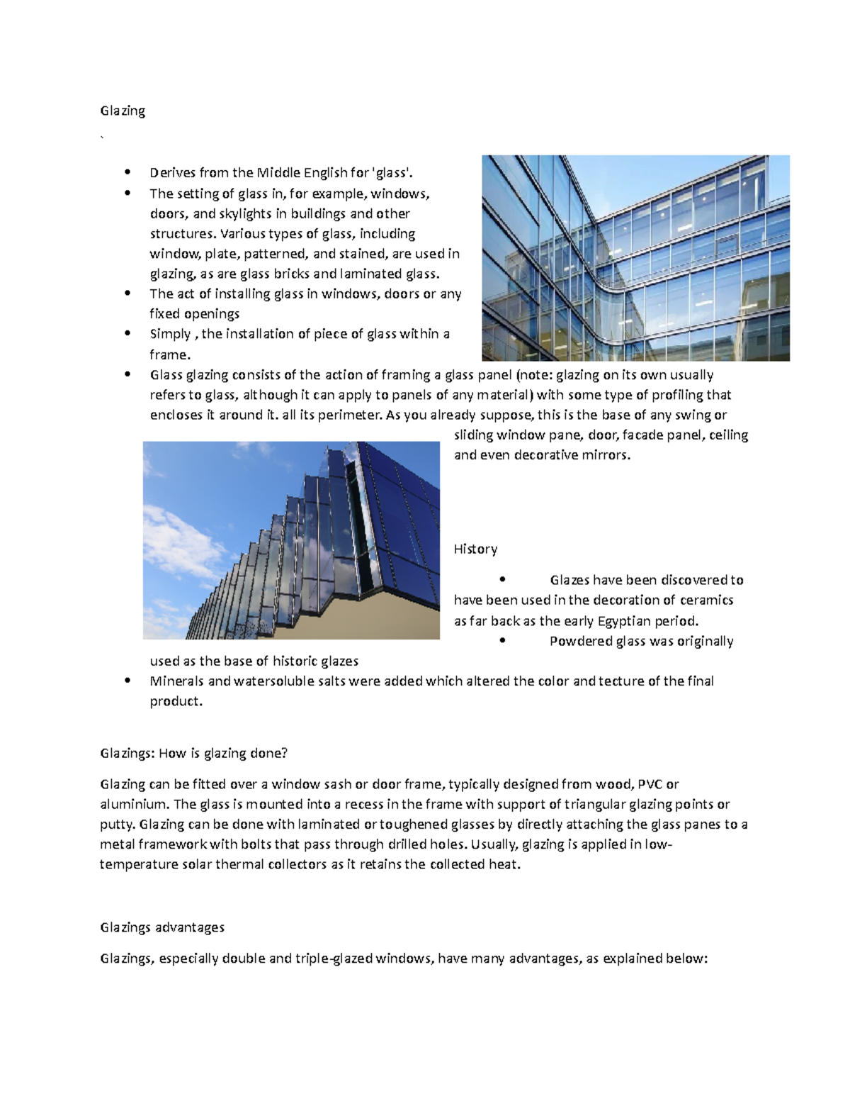 Glazing 1 - Glazing ` Derives from the Middle English for 'glass'. The ...