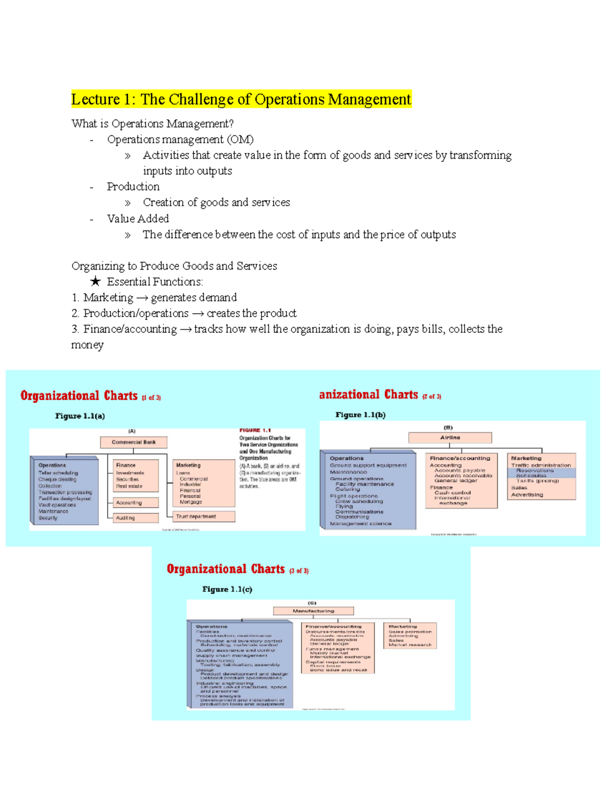 Operations Management - Why Study Operations Management (OM)? ↳ OM is ...
