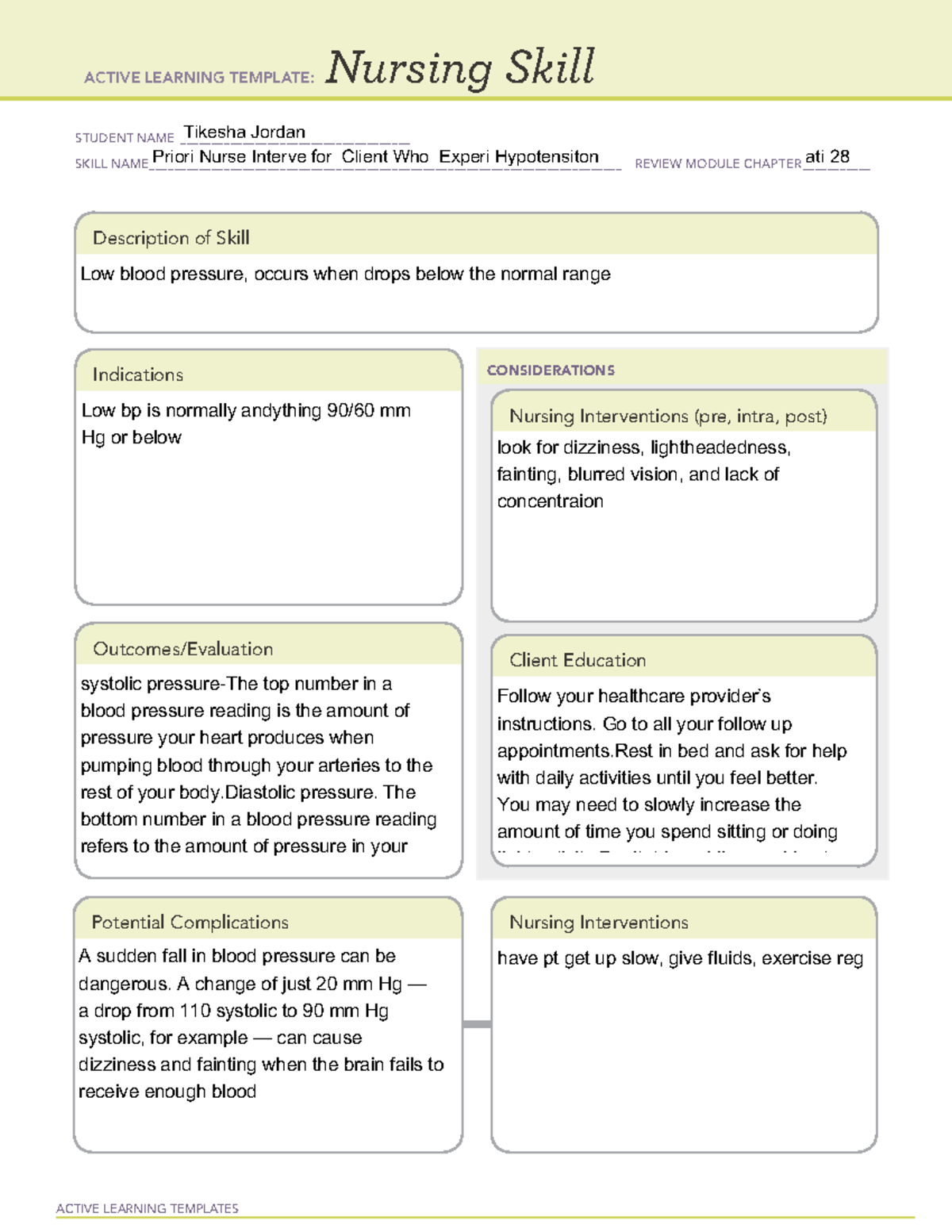 AMS Online Practice #57 - 102 - ACTIVE LEARNING TEMPLATES Nursing Skill ...