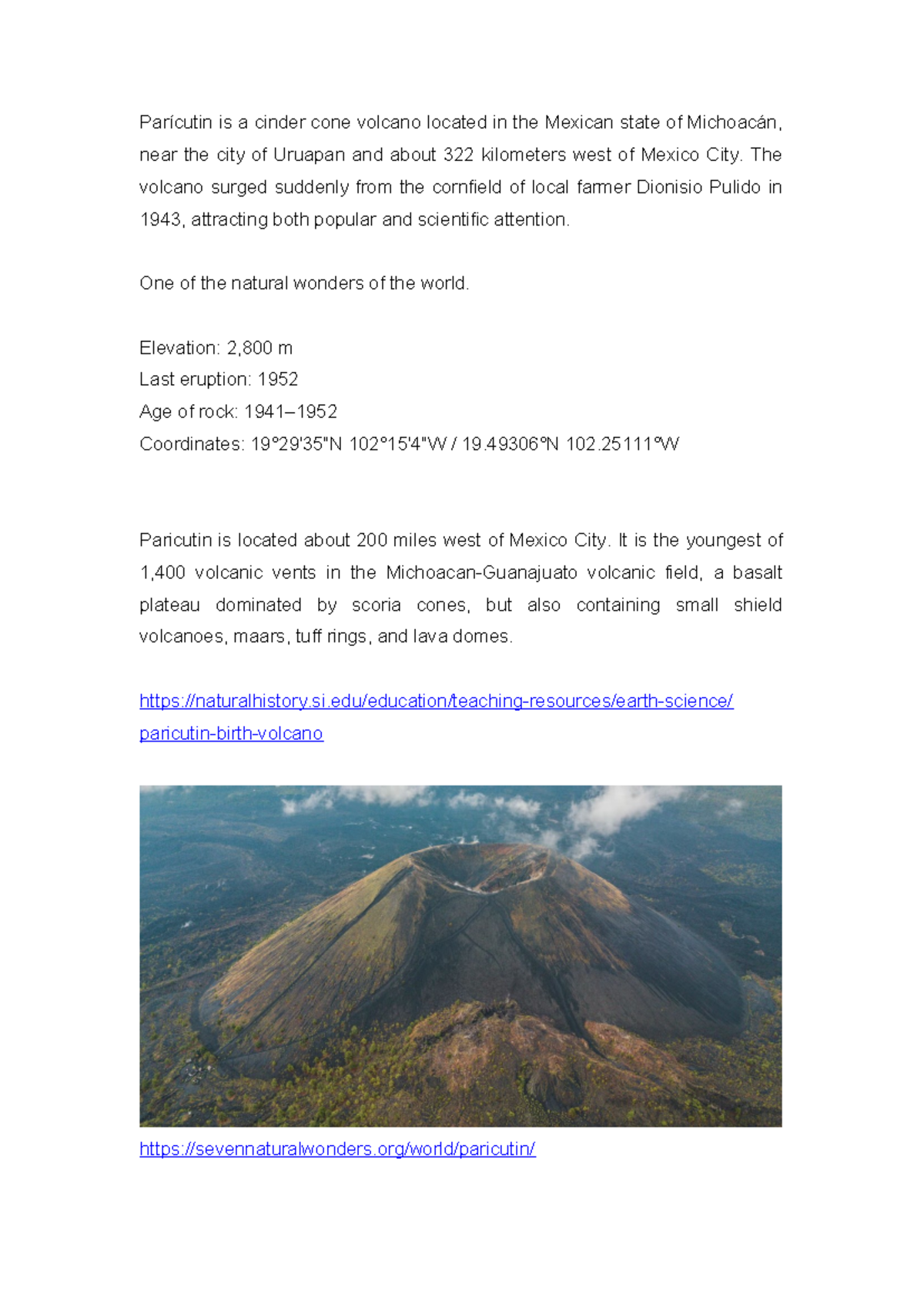 Parícutin is a cinder cone volcano located in the - The volcano surged ...