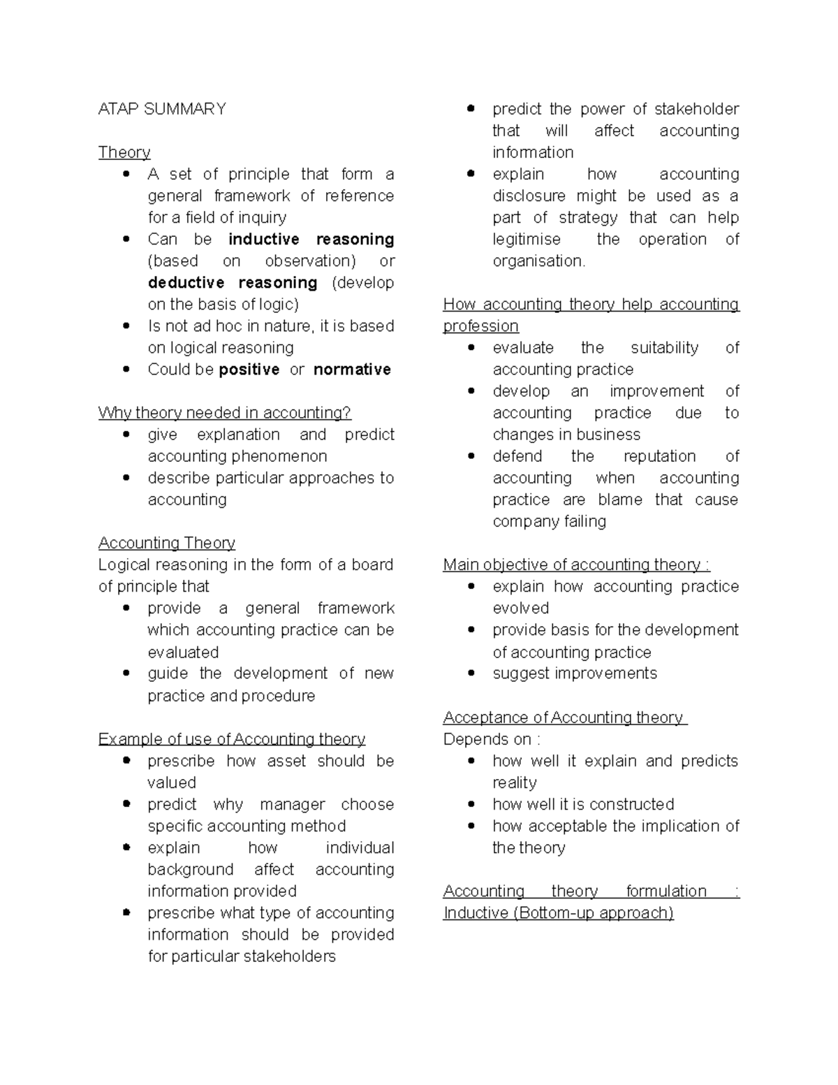 ATAP Midtest Summary - ATAP SUMMARY Theory A set of principle that form ...