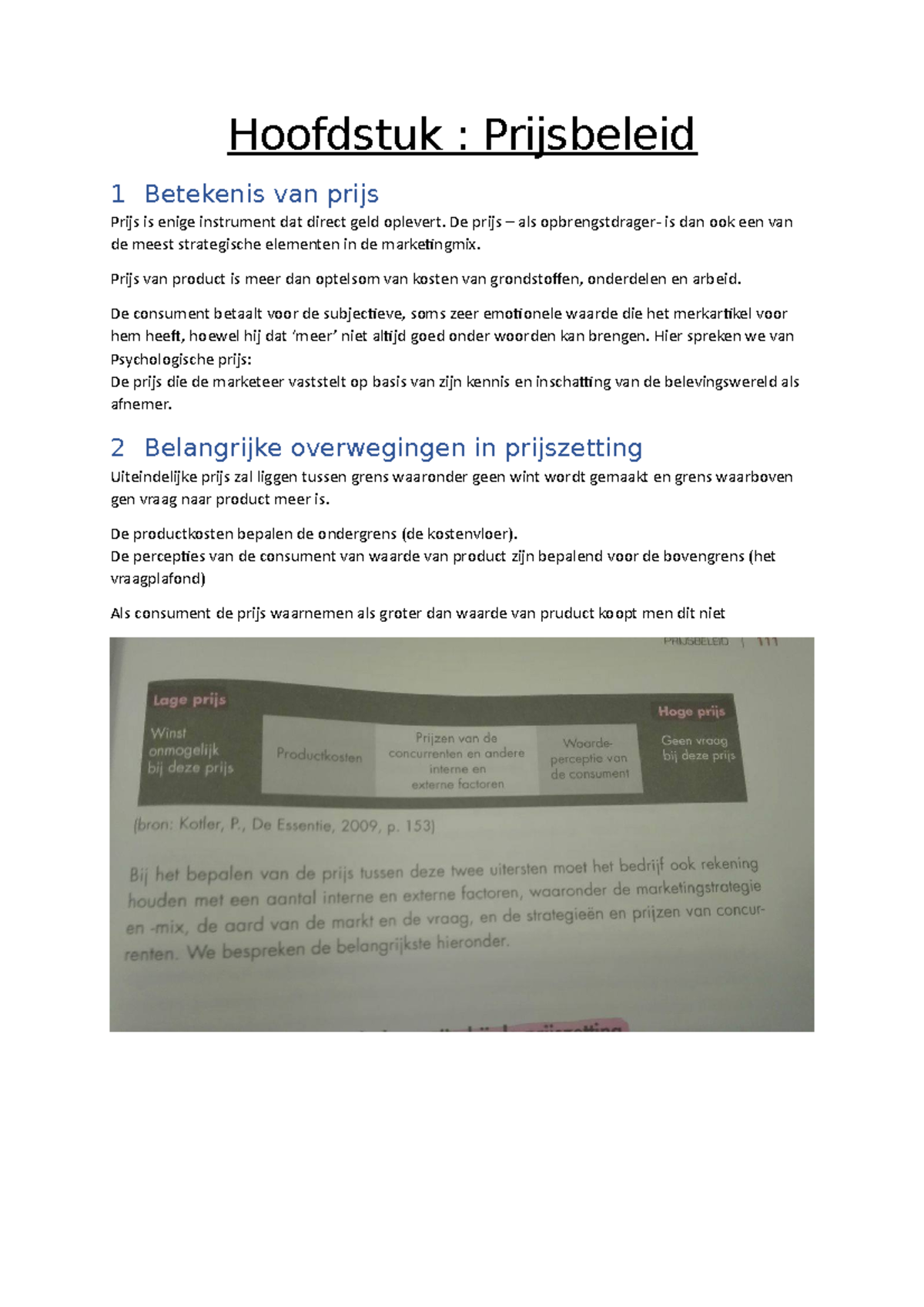Hoofdstuk 4 samenvatting - Hoofdstuk : Prijsbeleid 1 Betekenis van ...