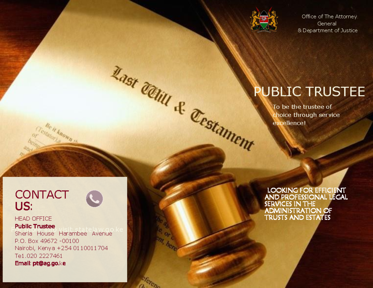 Services offered at the Public Trustee department - Office of The ...
