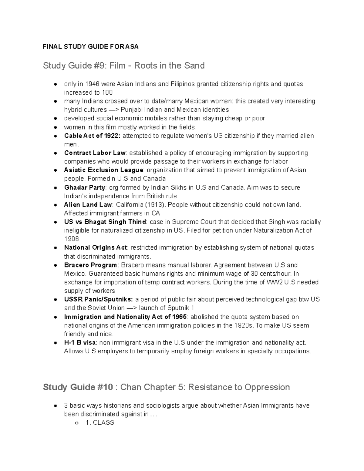 ASA Fall Final Study Guide - FINAL STUDY GUIDE FOR ASA Study Guide #9 ...