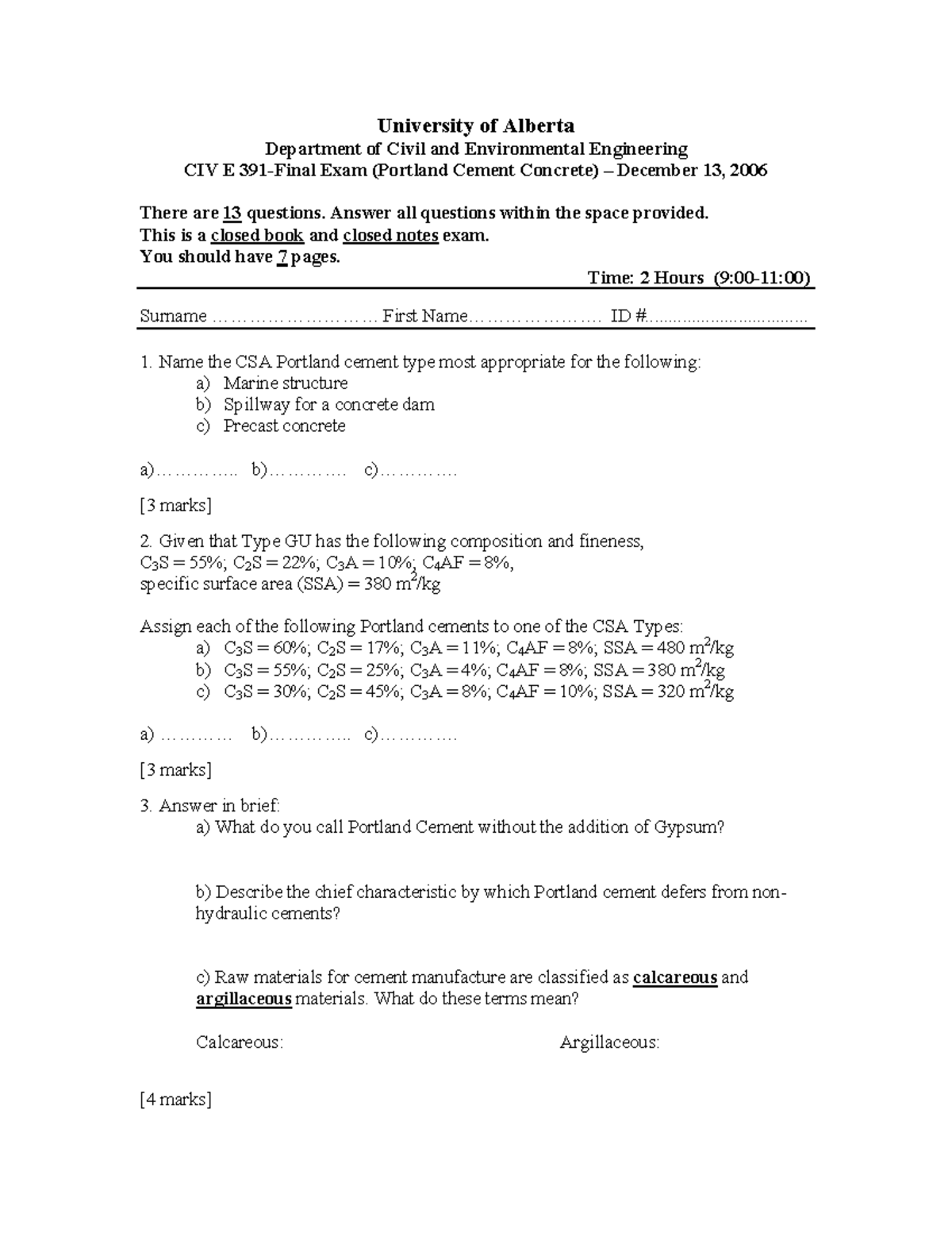 Final Exam 13 December 2006 Questions Warning Decodescan Unexpected Mcu Data Current
