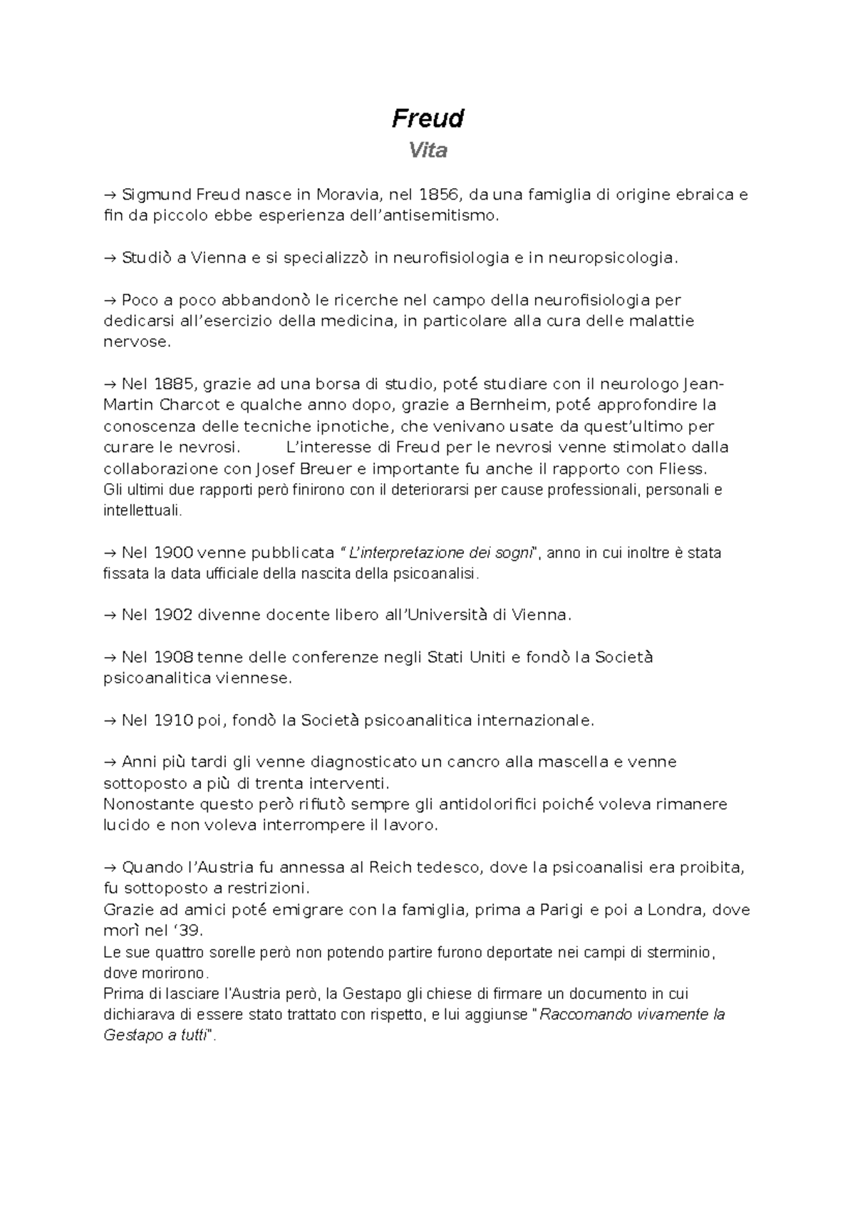 Freud, vita e pensiero - Freud Vita → Sigmund Freud nasce in Moravia ...