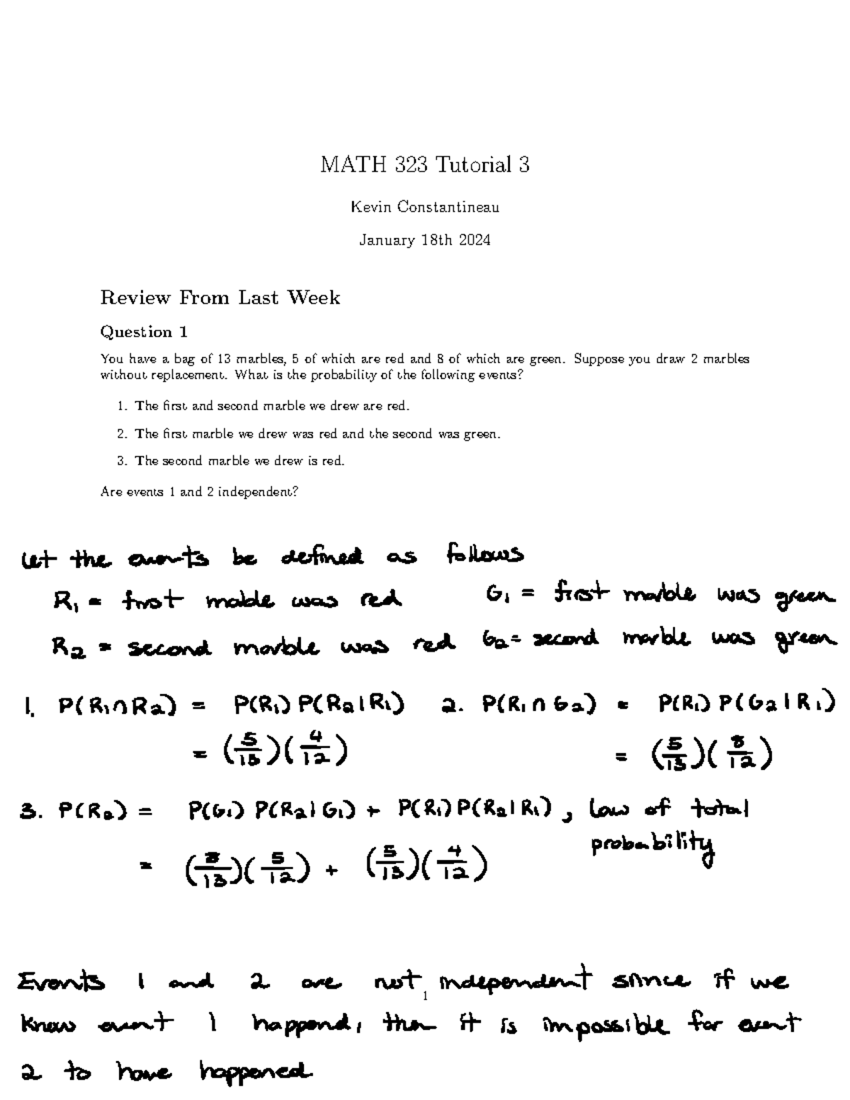 MATH 323 Tutorial 3 Filled - MATH 323 Tutorial 3 Kevin Constantineau ...