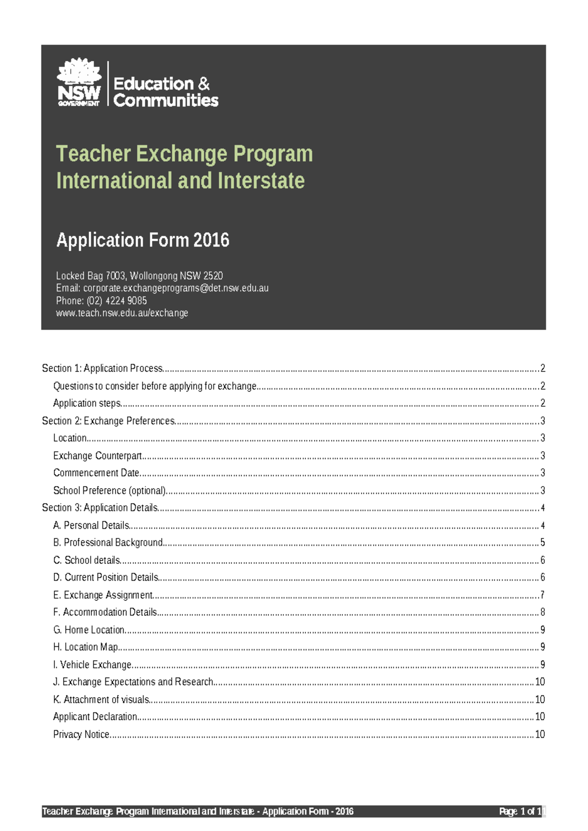 Teacher exchange application form - Teacher Exchange Program ...