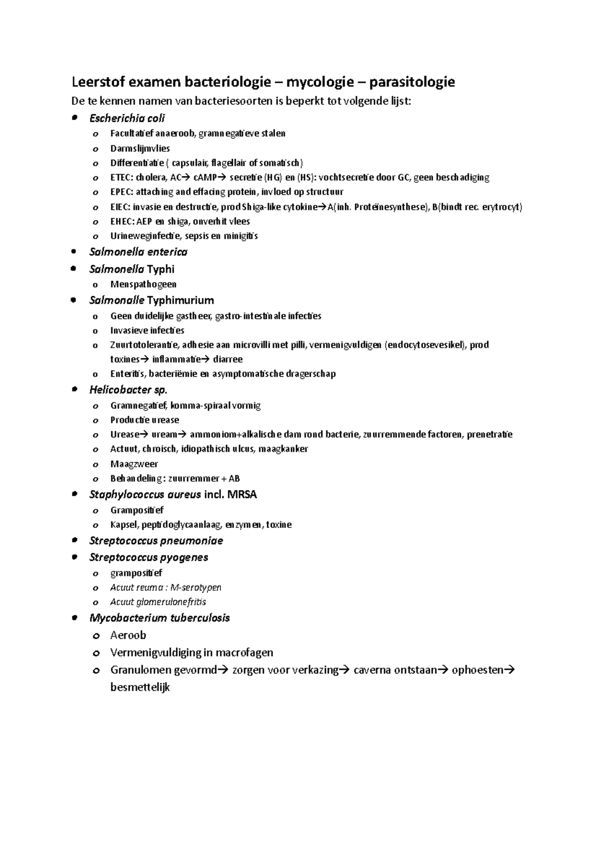 Leerstof klinische microbiologie 2021-2022 - Leerstof examen bacteriologie – mycologie – - Studocu