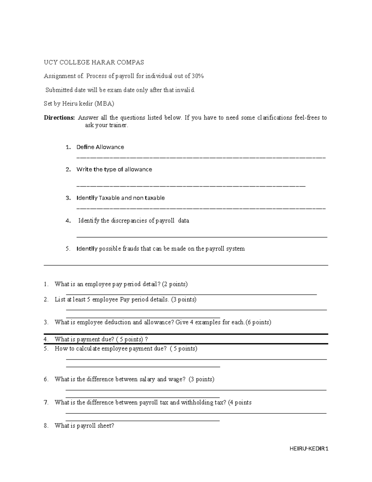 Payroll-assign 2016 - Explain about a payroll system - UCY COLLEGE ...