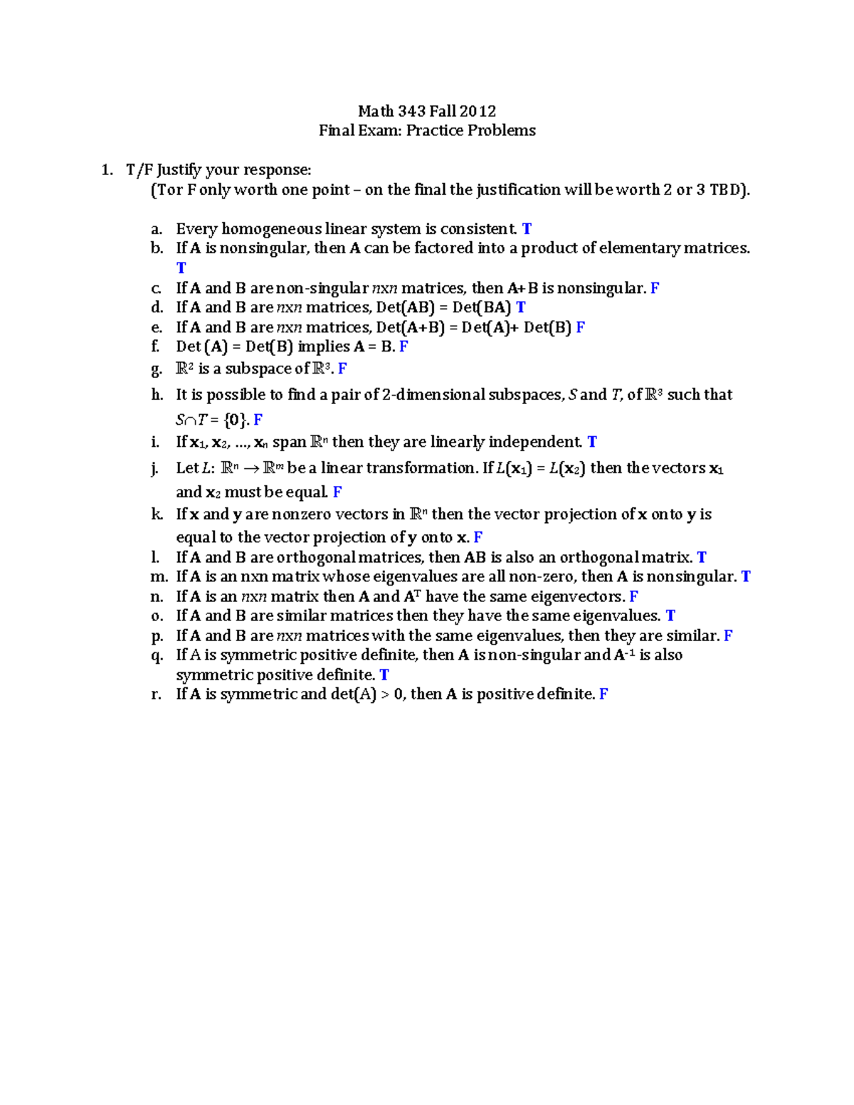 Math 343 Final Practice Answers Homework - Math 343 Fall 2012 Final ...
