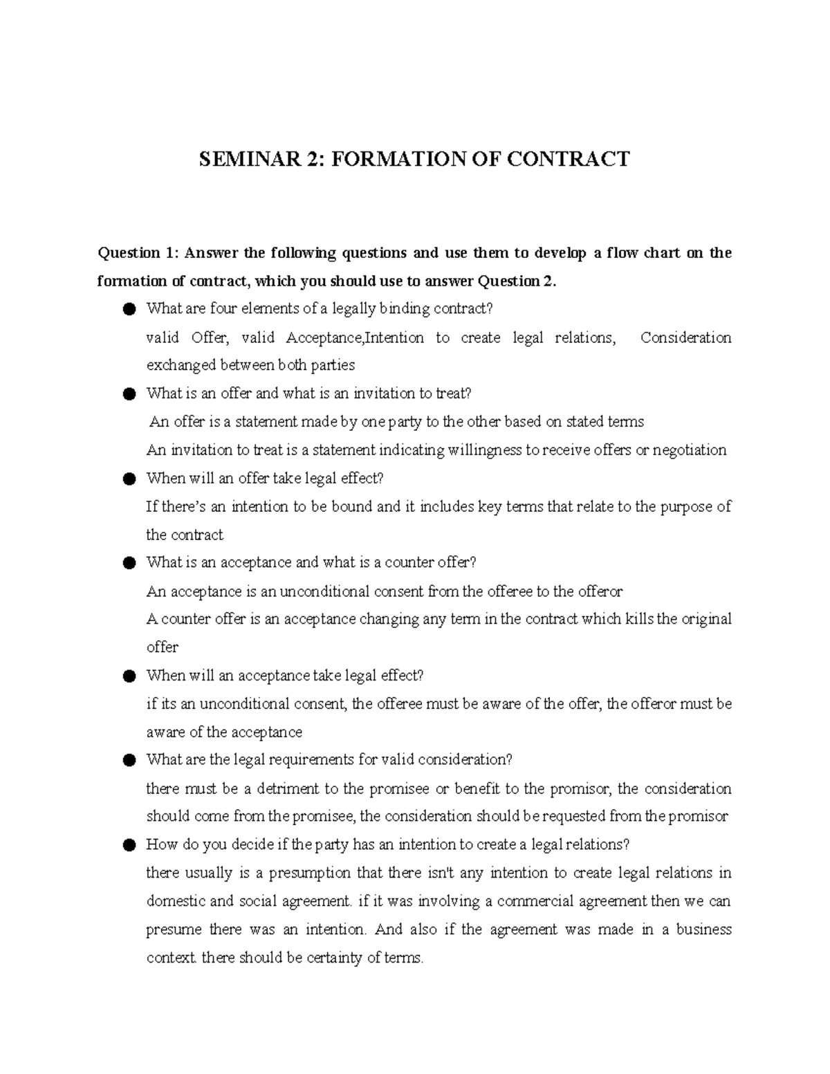 Seminar 2 Formation OF Contract - SEMINAR 2: FORMATION OF CONTRACT ...