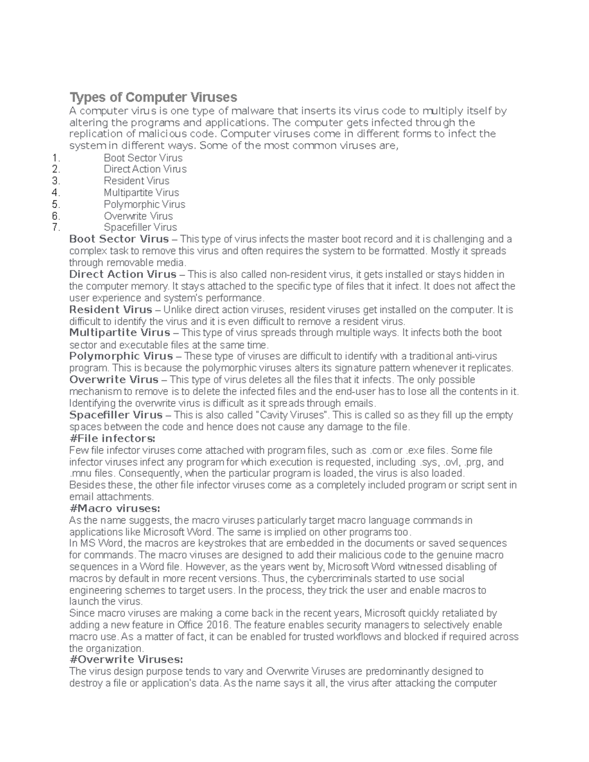 Computer Viruses - The computer gets infected through the replication ...