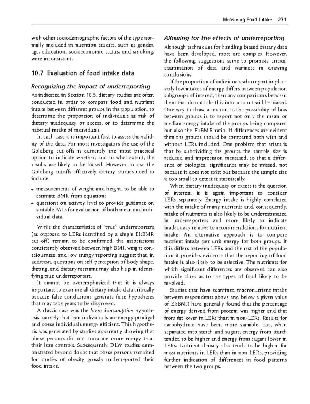 Introduction to human nutrition - 28 - Measuring Food Intake 271 with ...