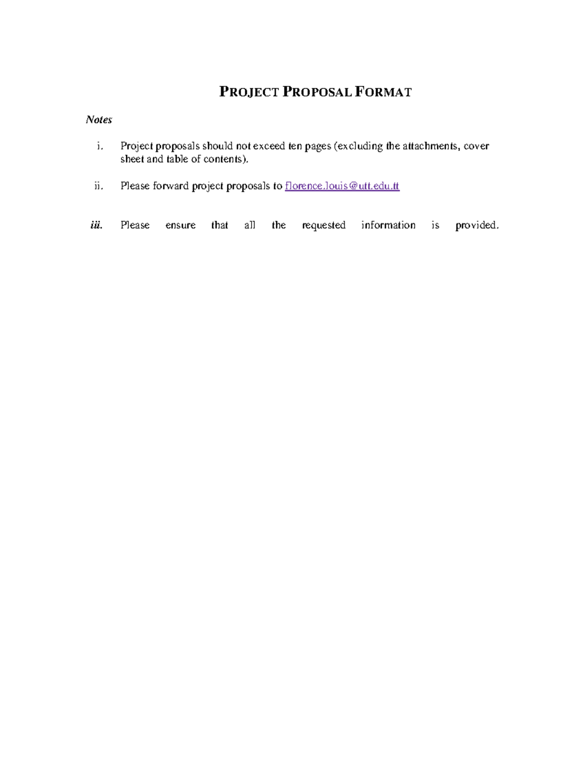 9th edf project proposal template - PROJECT PROPOSAL FORMAT Notes i ...
