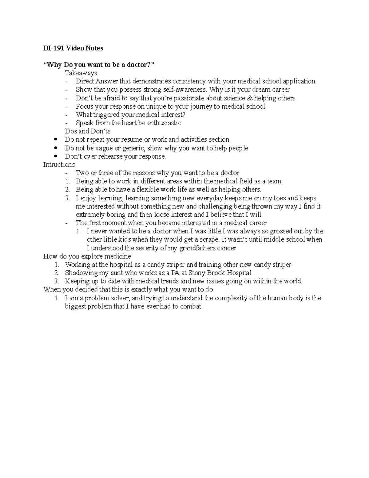 Pre-Pa Notes 2021 - BI 191 - Studocu