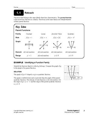 1 3 Reteach Algebra 2 - Copyright © Big Ideas Learning, LLC Florida ...