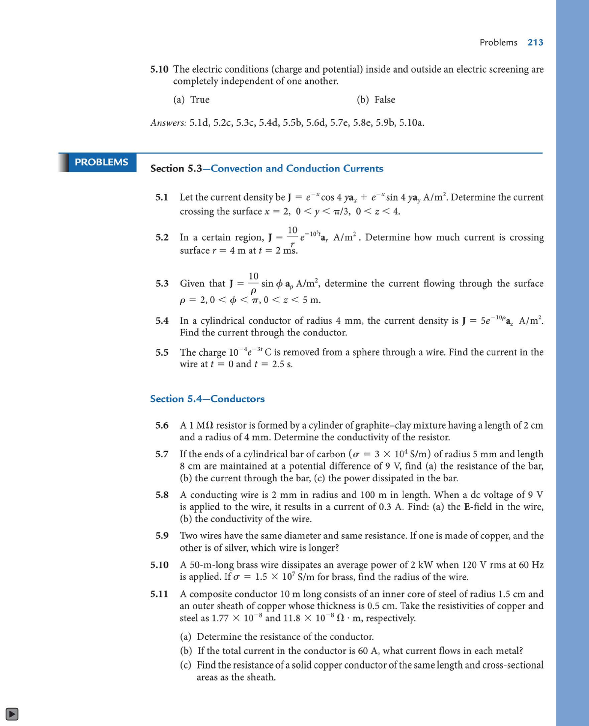 Chapter 5 Problems - homeworks - PROBLEMS Problems 213 5 The electric ...