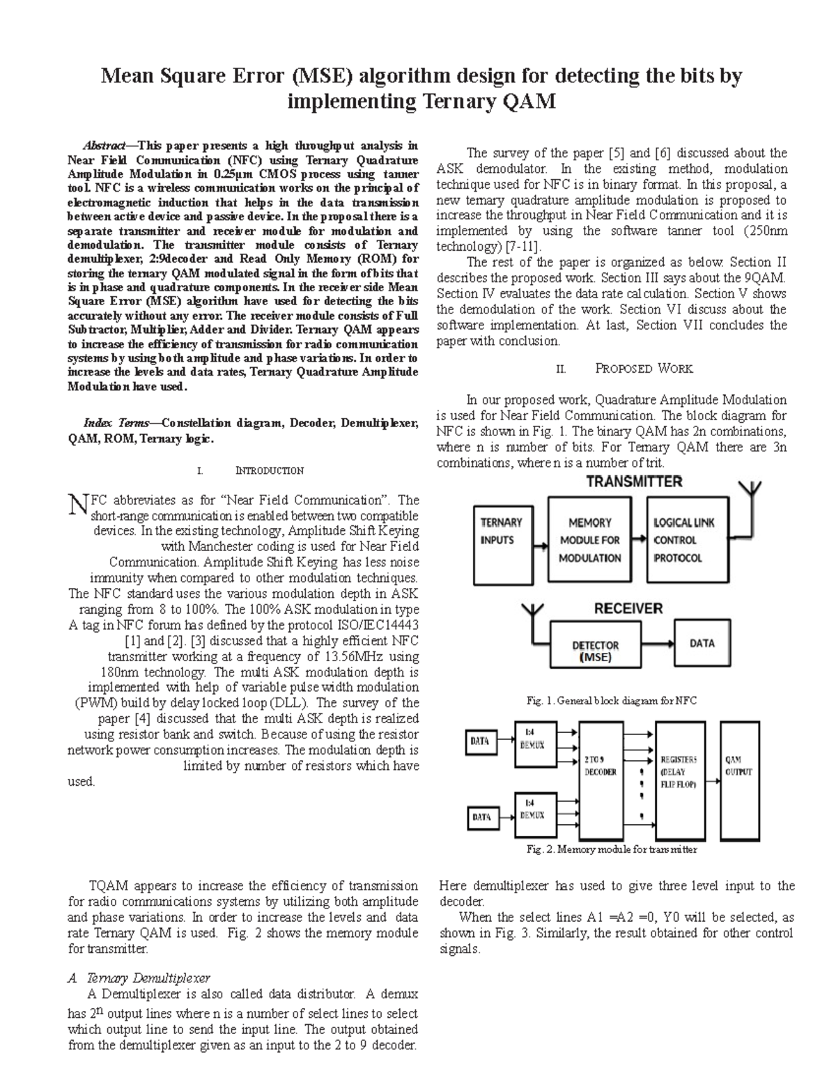 Mean Square Error Mse Algorithm Design For Detecting The Bits By Implementing Ternary Qam 0809