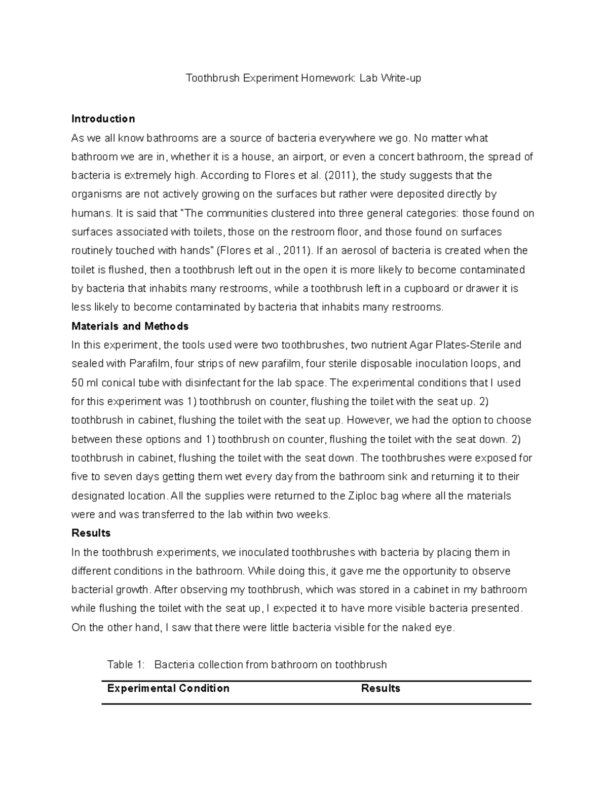 Microbiology lab 1 - Toothbrush Experiment Homework: Lab Write-up ...