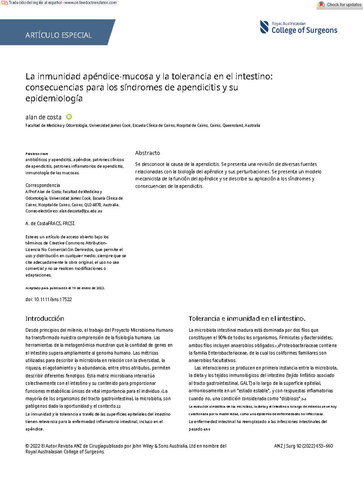 Apendicitis 2 - Resumen Fisiologia / Fisiopatologia - ARTÍCULO ESPECIAL ...
