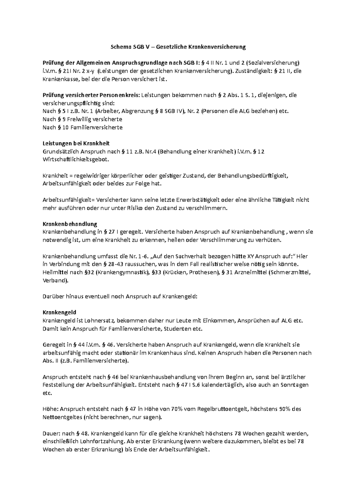 Schema SGB V - Zusammenfassung Besonderes Verwaltungsrecht I ...