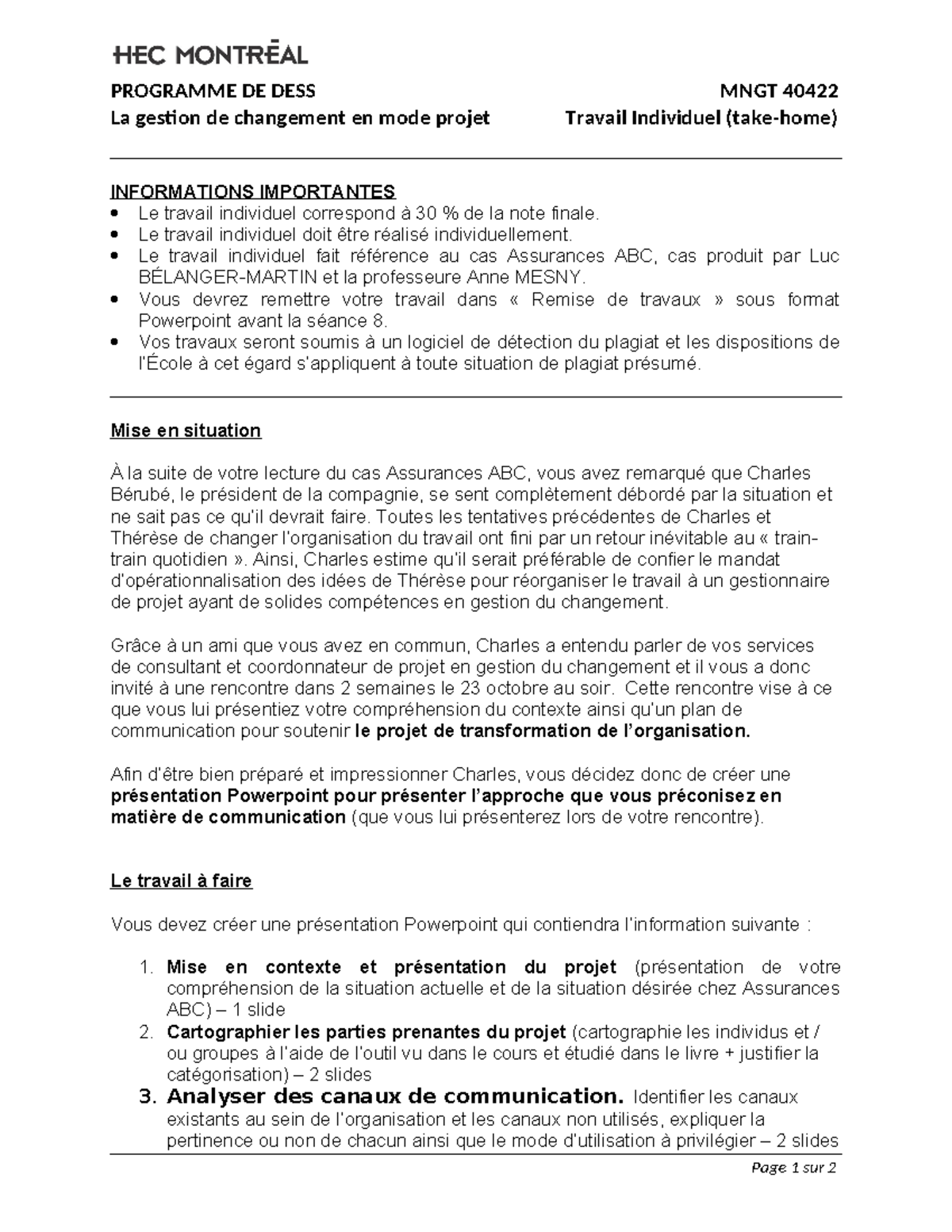 MNGT40422 - Travail Individuel - Take-home - A24 - HS21 - PROGRAMME DE ...