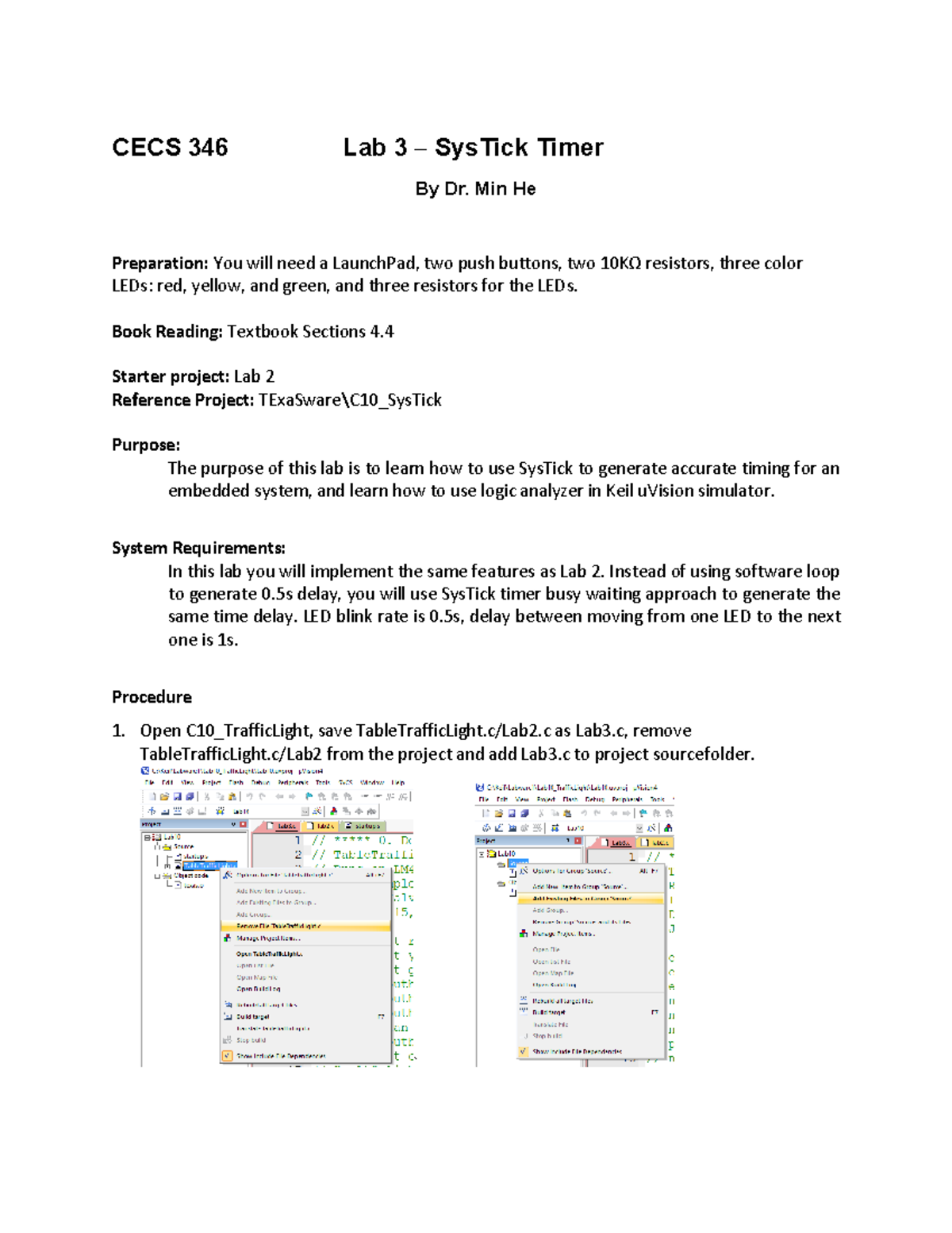 CECS 346 Lab 3 SysTick Timer - Studocu