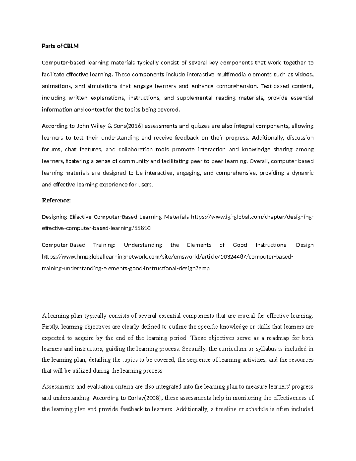 Parts of cblm learning plan and teaching methodology 1 - Parts of CBLM ...