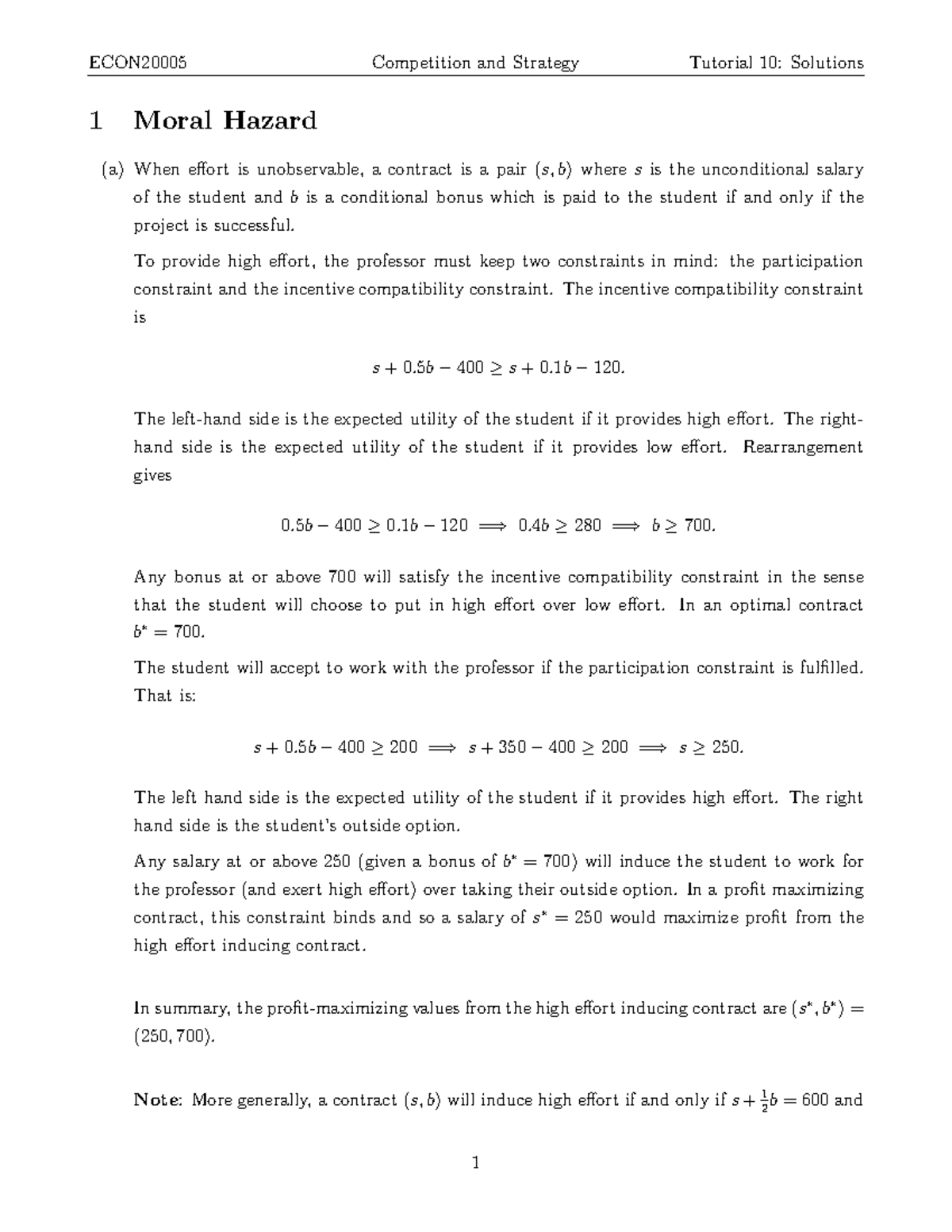 Tutorial 10 Solutions Updated for 2022 - 1 Competition and Strategy ...