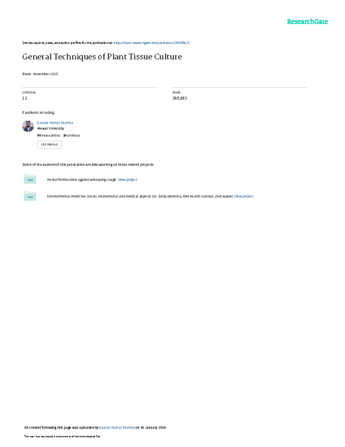 Biotechbook - PLANT TISSUE CULTURE IN BIOTECHNOLOGY: RECENT ADVANCES IN ...