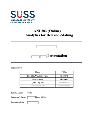 ANL203 ECA for SUSS - (a) Potato Corner is an international food ...