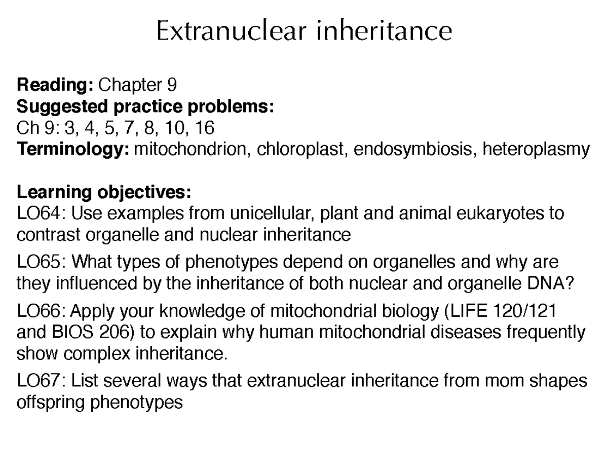 Genetics lec26 10 29 21 - Reading: Chapter 9 Suggested practice ...