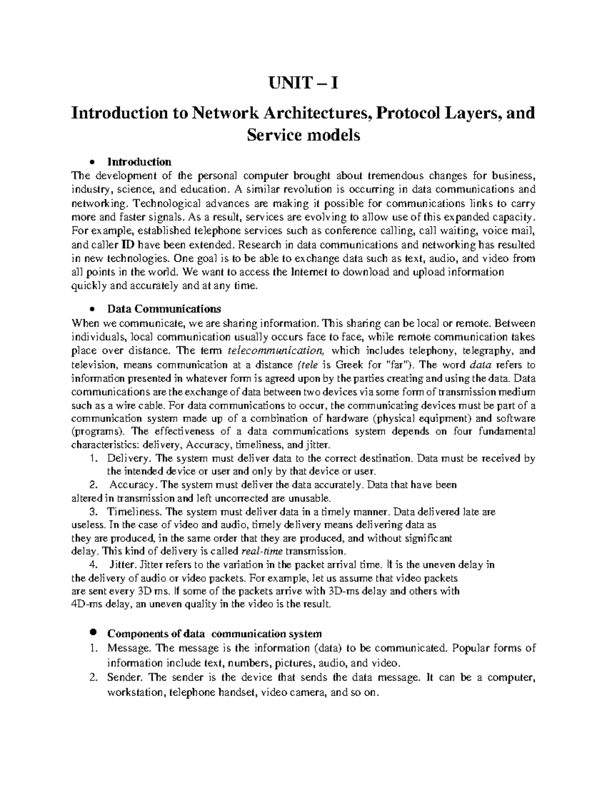 Unit 1- DCN Data Communication types, connectionless & connection communication, topologies ...