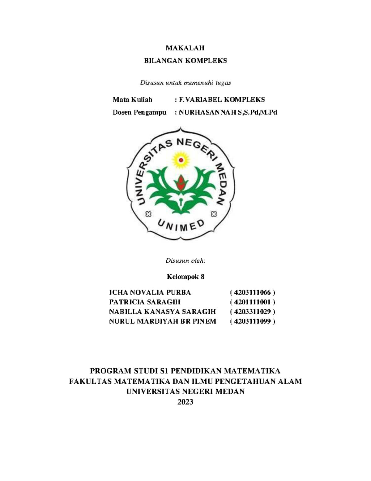 Makalah Kelompok 8 - Fungsi Variabel Kompleks - MAKALAH BILANGAN ...