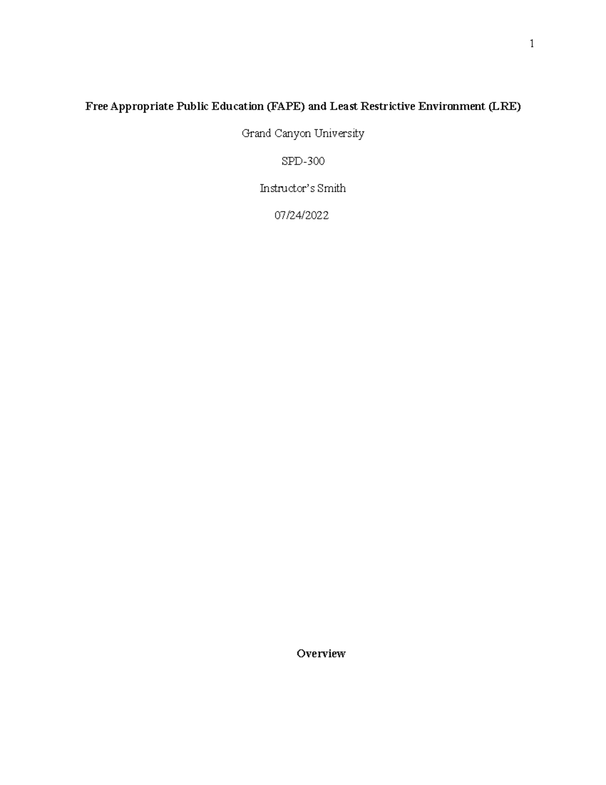 FAPE - FAPE essay assignment - Free Appropriate Public Education (FAPE ...