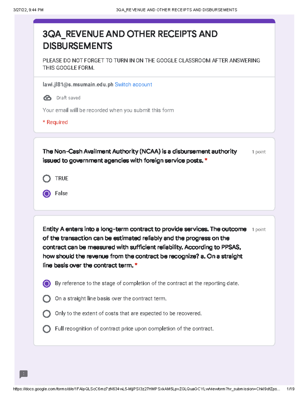 3QA Revenue-AND- Other- Receipts-AND- Disbursements - - Studocu